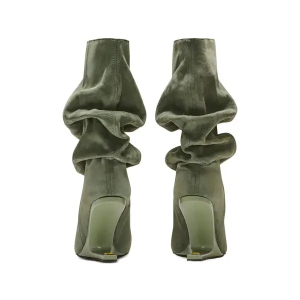 Balmain Sculptural Heel Pointed Toe Pull-on Boots - Green