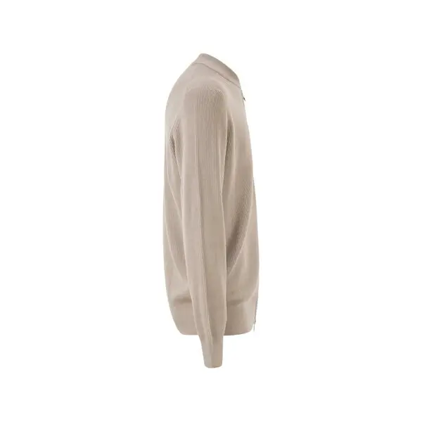 Brunello Cucinelli Ribbed Cotton Zip-up Cardigan - Cream