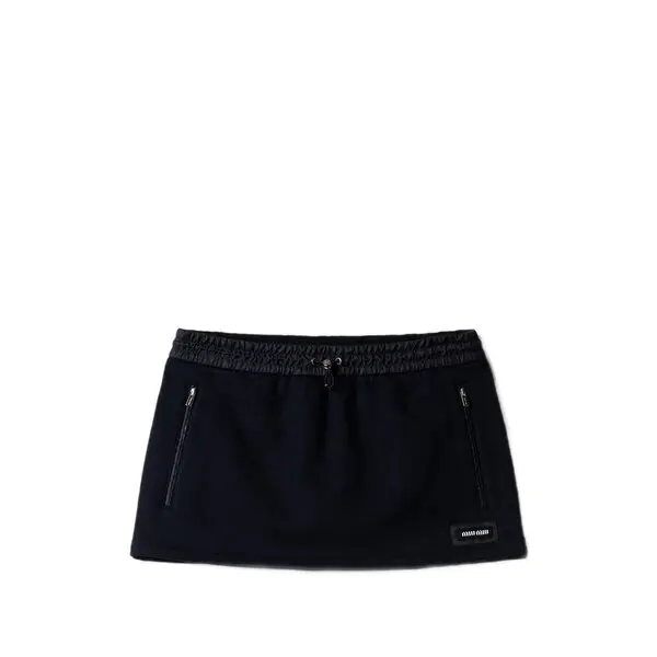 Miu Miu Cotton Straight Skirt With Zip Detail - Blue