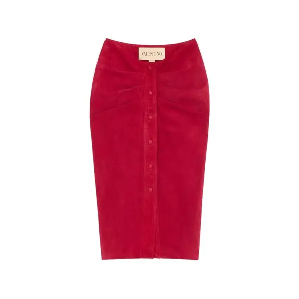 Valentino Garavani Suede Pencil Skirt - Red