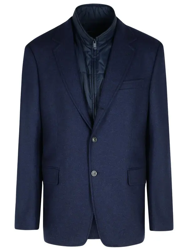 FAY Navy Polyamide Jacket With Removable Vest - Blue