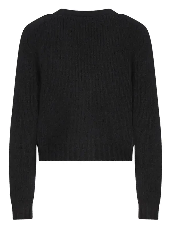 Celine Black Cashmere V-neck Cardigan With Patch Pockets