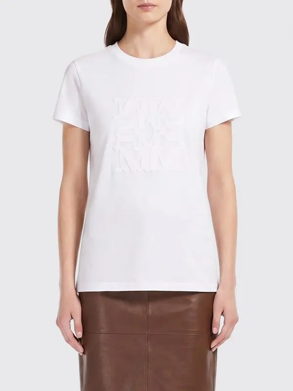 Max Mara Cotton T-shirt With Logo Detail - White