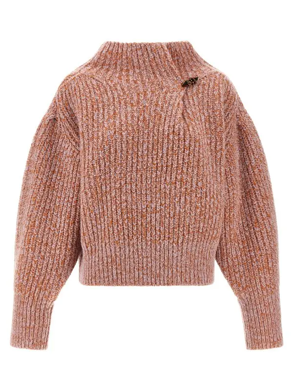 Dries Van Noten Two-tone Knitted Wool And Alpaca Sweater With Jewel Detail - Pink