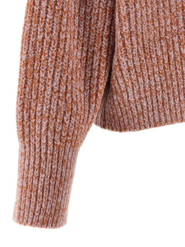 Dries Van Noten Two-tone Knitted Wool And Alpaca Sweater With Jewel Detail - Pink