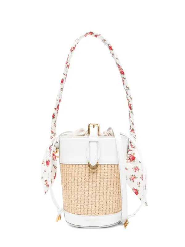Dolce & Gabbana Raffia Bucket Bag With Floral Print - Multicolor