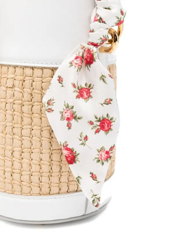 Dolce & Gabbana Raffia Bucket Bag With Floral Print - Multicolor