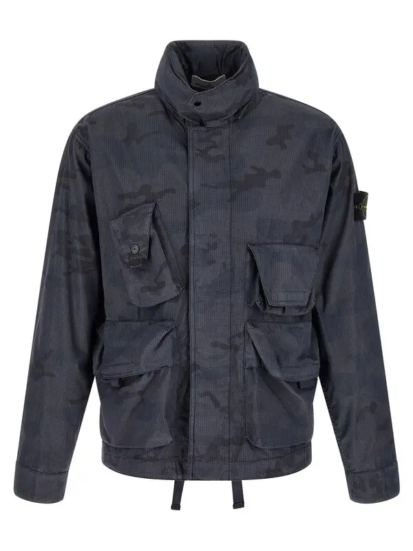 Stone Island Camouflage Utility Jacket With Removable Hood