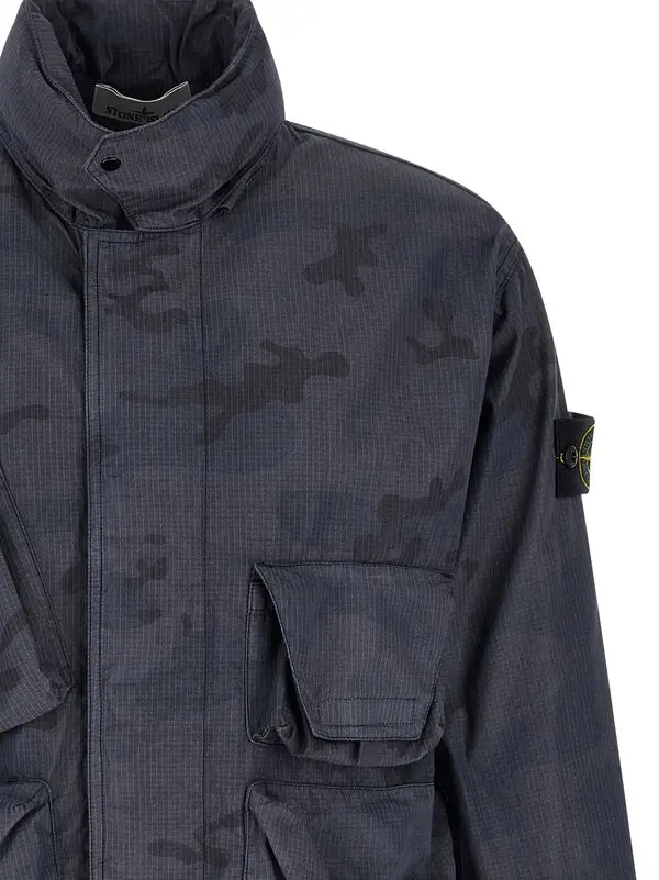 Stone Island Camouflage Utility Jacket With Removable Hood