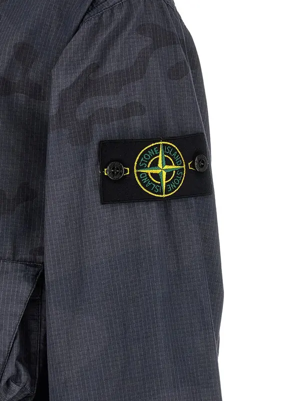 Stone Island Camouflage Utility Jacket With Removable Hood