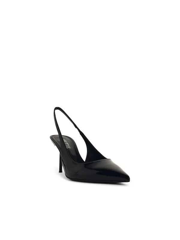 Paris Texas Leather Slingbacks - Black
