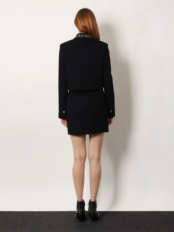 Versace Virgin Wool Mini Skirt With Studded Flap Pockets