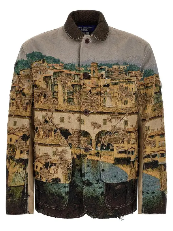 Junya Watanabe Jacquard Distressed Jacket - Multicolor