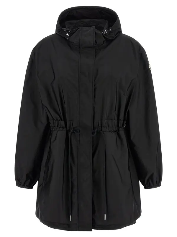 Moncler Weteau Jacket With Hood And Drawstring Waist - Black