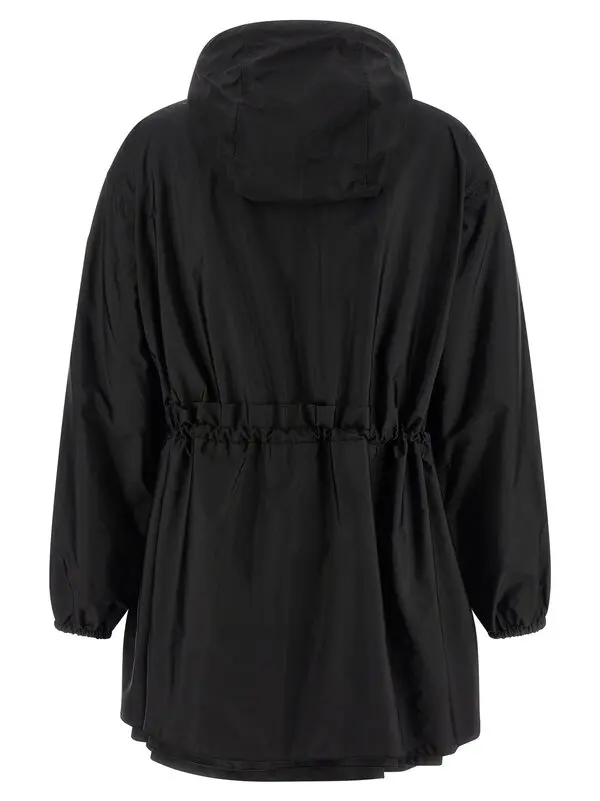 Moncler Weteau Jacket With Hood And Drawstring Waist - Black