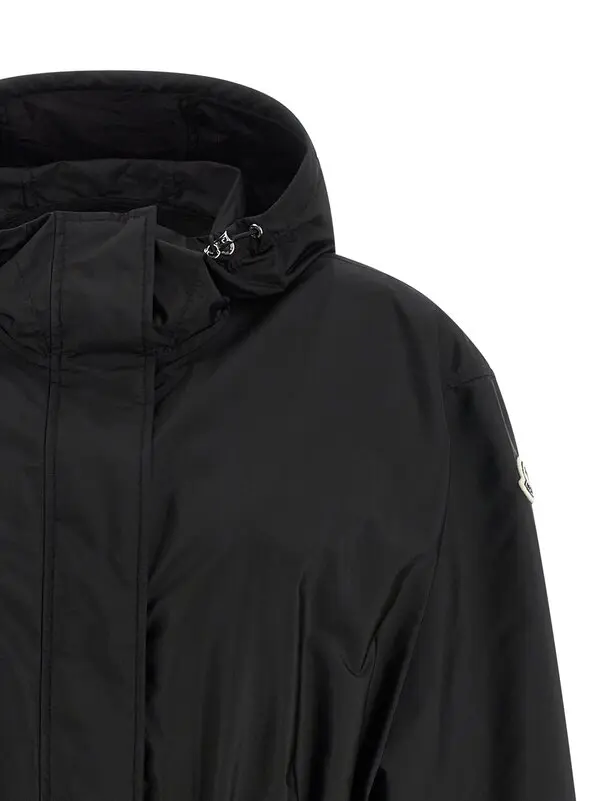 Moncler Weteau Jacket With Hood And Drawstring Waist - Black