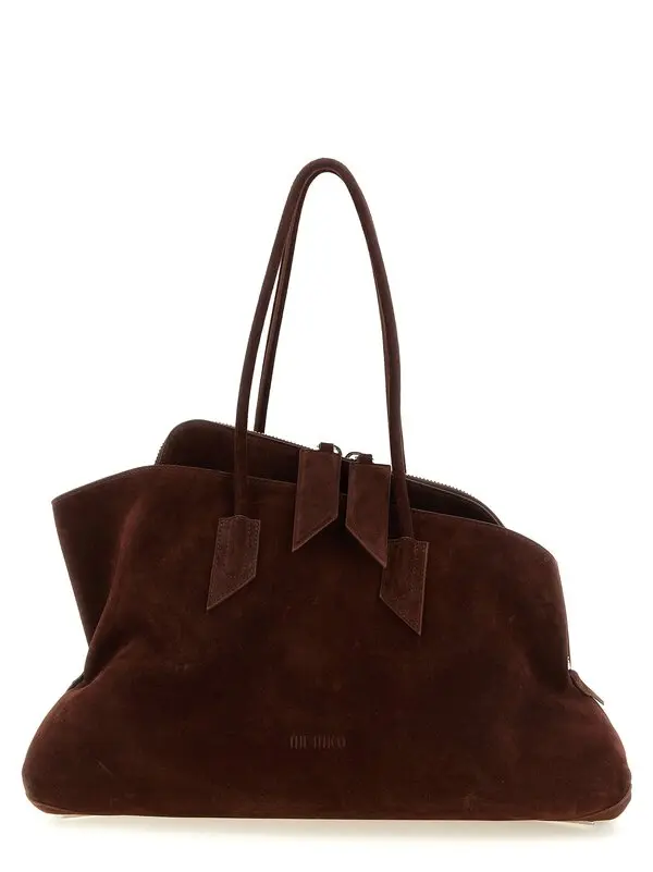 Attico La Passeggiata Medium Ostrich Effect Leather Shoulder Bag - Brown
