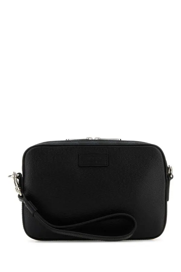 Gucci Leather Small Clutch With Silver Tone Finishing - Black