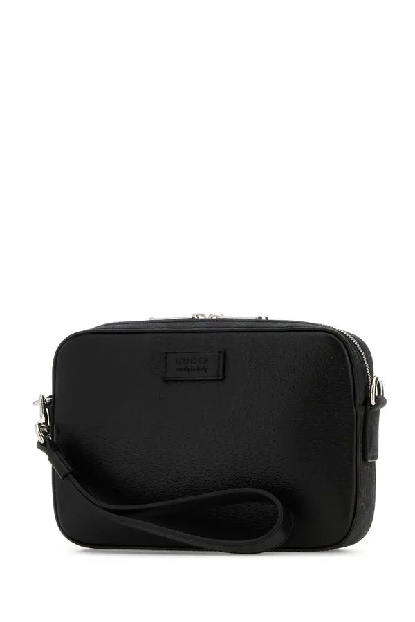 Gucci Leather Small Clutch With Silver Tone Finishing