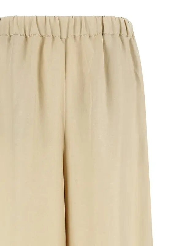 Max Mara Mxmoro Pants In Linen And Silk Twill - Cream