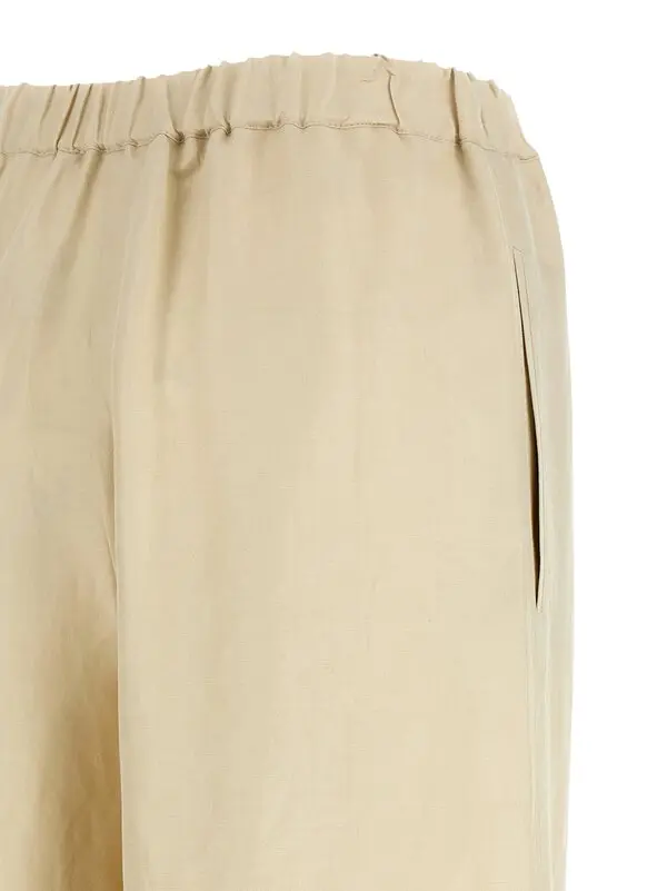 Max Mara Mxmoro Pants In Linen And Silk Twill - Cream