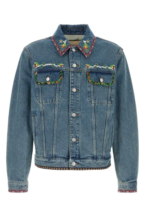 Valentino Garavani Embellished Denim Jacket - Blue
