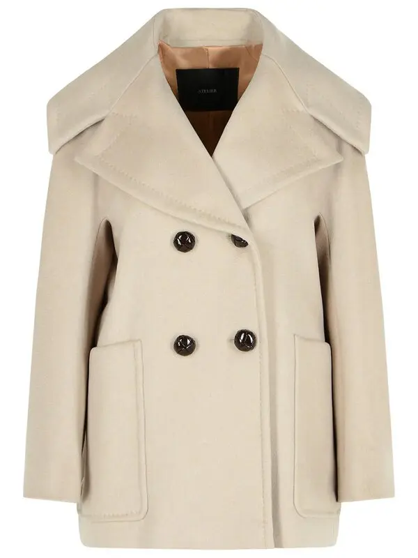 Max Mara Beige Cashmere Jacket With Lapel Collar And Double-breasted Closure - Cream