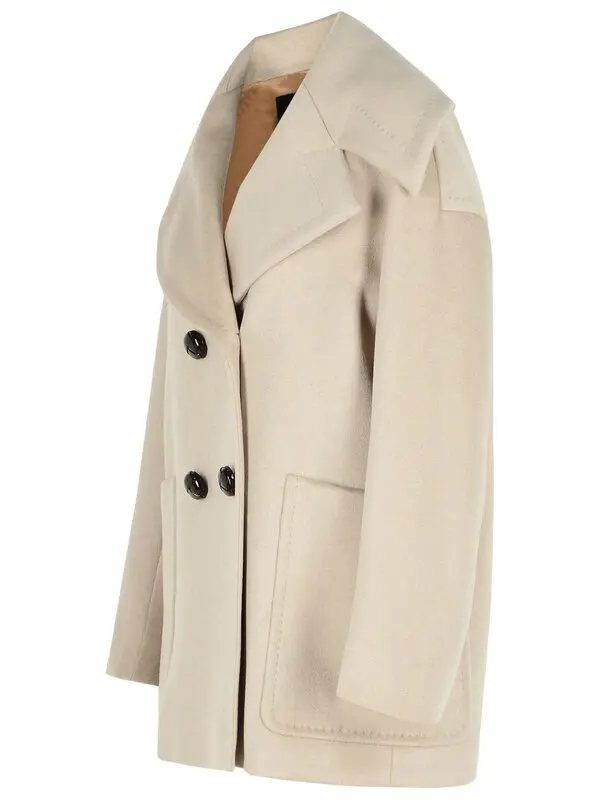 Max Mara Beige Cashmere Jacket With Lapel Collar And Double-breasted Closure - Cream