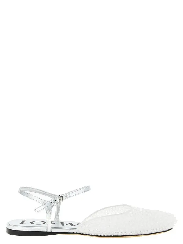 Loewe Toy Ballet Flats With Rhinestone Embellishments - White