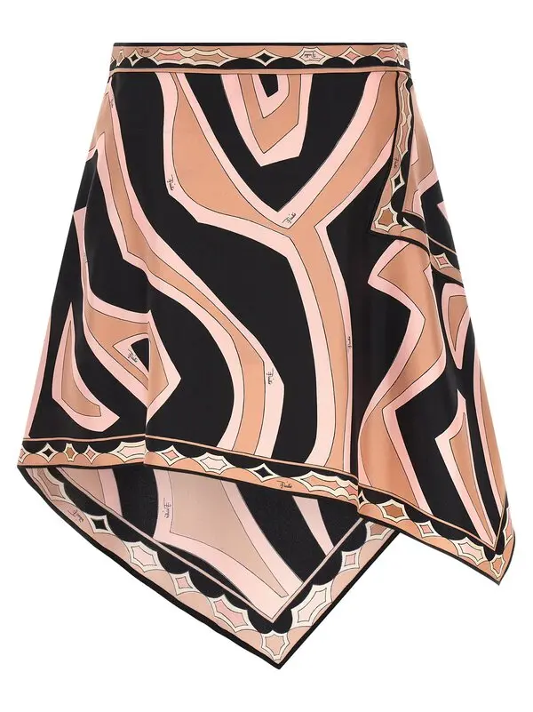 Emilio Pucci Labirinto" Print Silk Twill Mini Skirt - Pink