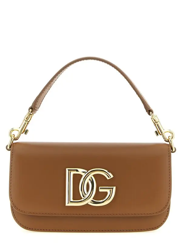 Dolce & Gabbana Calf Leather Handbag With Metal Logo - Brown