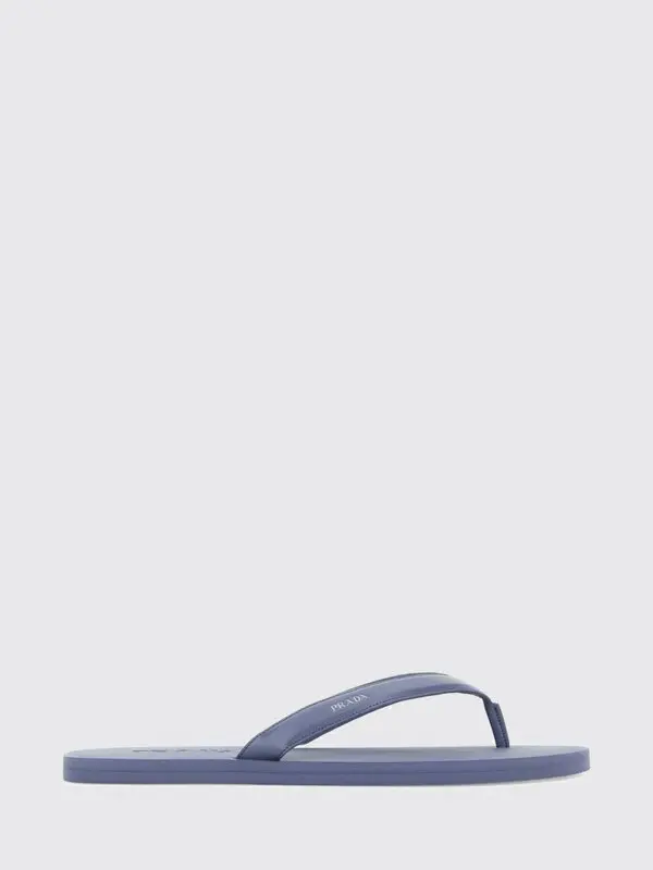 Prada Vitello Flip Flop Sandals - Blue