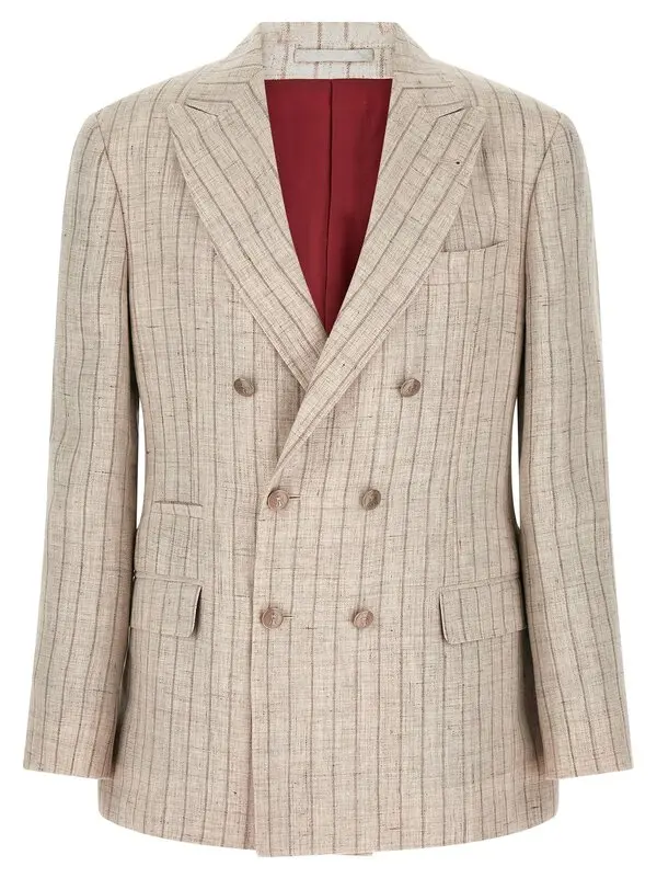 Brunello Cucinelli Pinstripe Twill Blazer - Gray