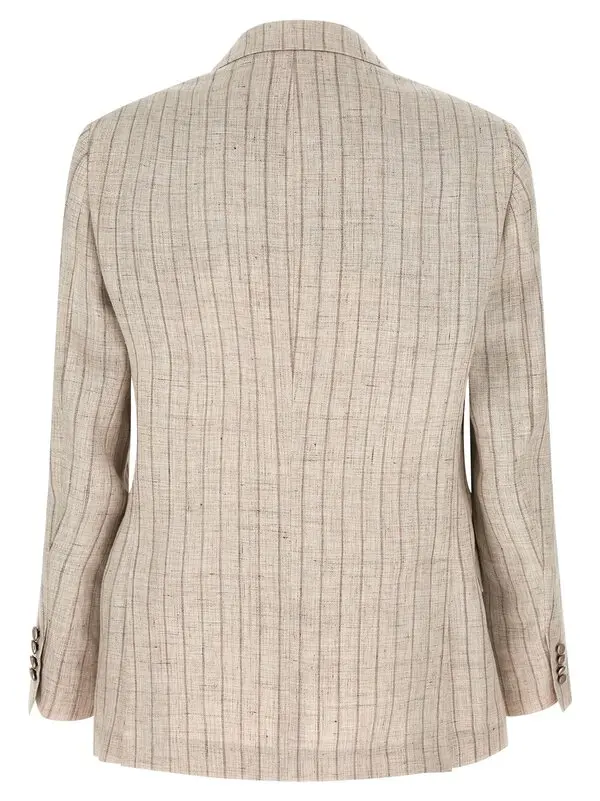 Brunello Cucinelli Pinstripe Twill Blazer - Gray