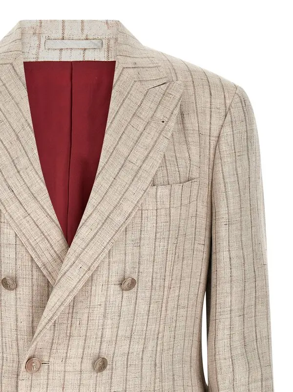 Brunello Cucinelli Pinstripe Twill Blazer - Gray