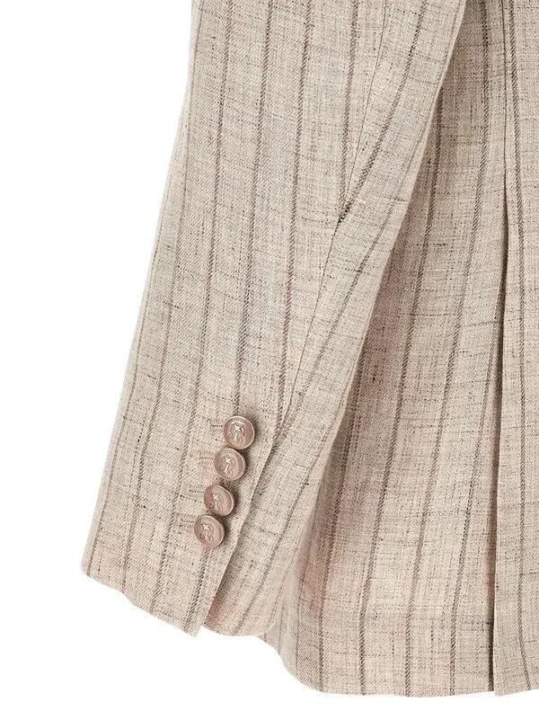 Brunello Cucinelli Pinstripe Twill Blazer - Gray