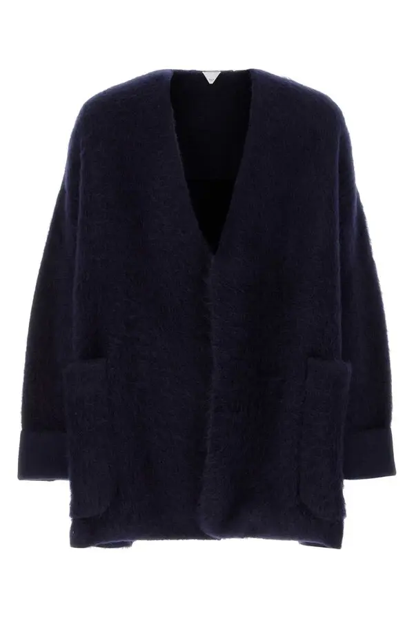 Bottega Veneta Navy Stretch Wool Blend Cardigan - Blue