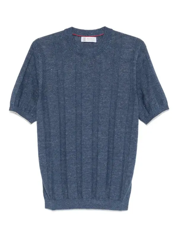 Brunello Cucinelli Short Sleeve Fine Knit Sweater