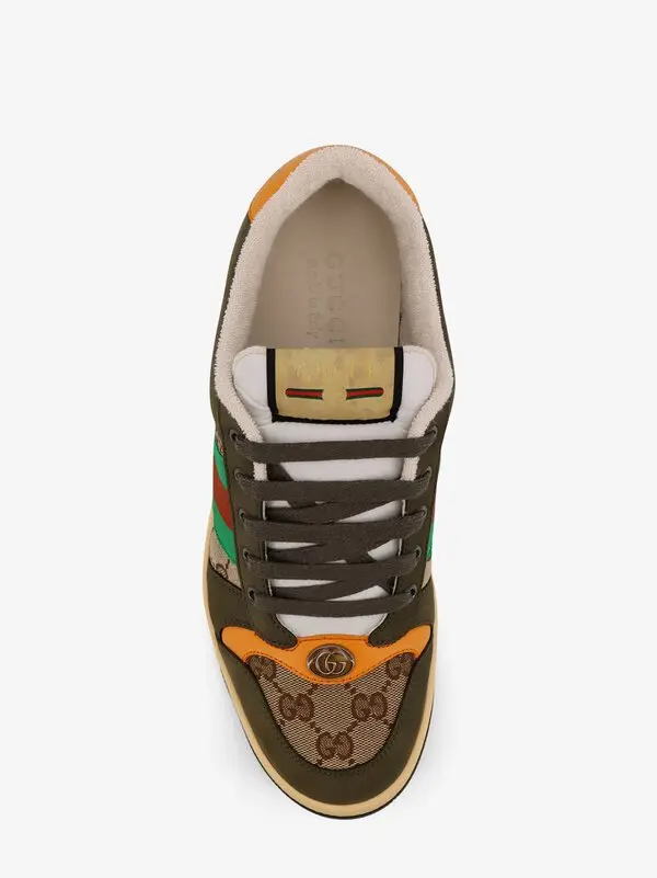 Gucci Screener Low-top Leather And Gg Supreme Fabric Sneakers - Multicolor