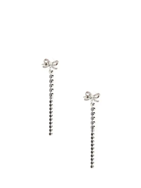 SELF-PORTRAIT Plated Brass Bow Earrings With Crystal Embellishment - Silver