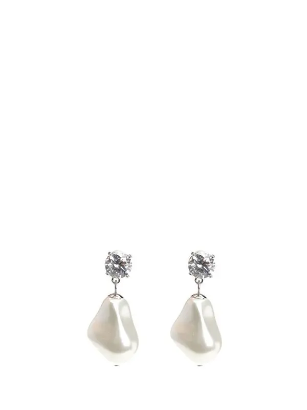 SELF-PORTRAIT Pearl And Crystal Drop Earrings - White