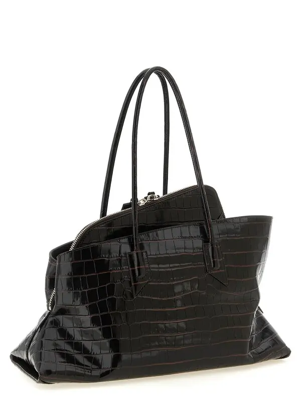 Attico La Passeggiata Medium Crocodile-effect Leather Shoulder Bag - Brown