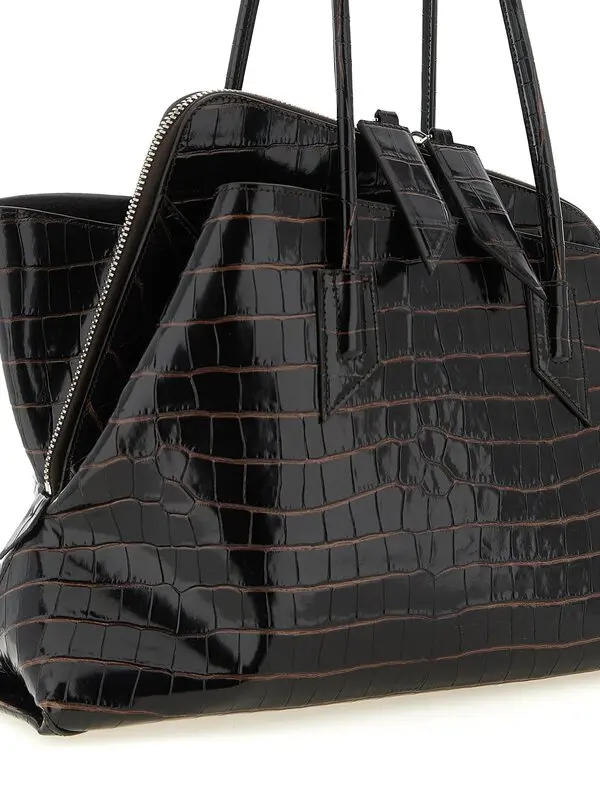 Attico La Passeggiata Medium Crocodile-effect Leather Shoulder Bag - Brown