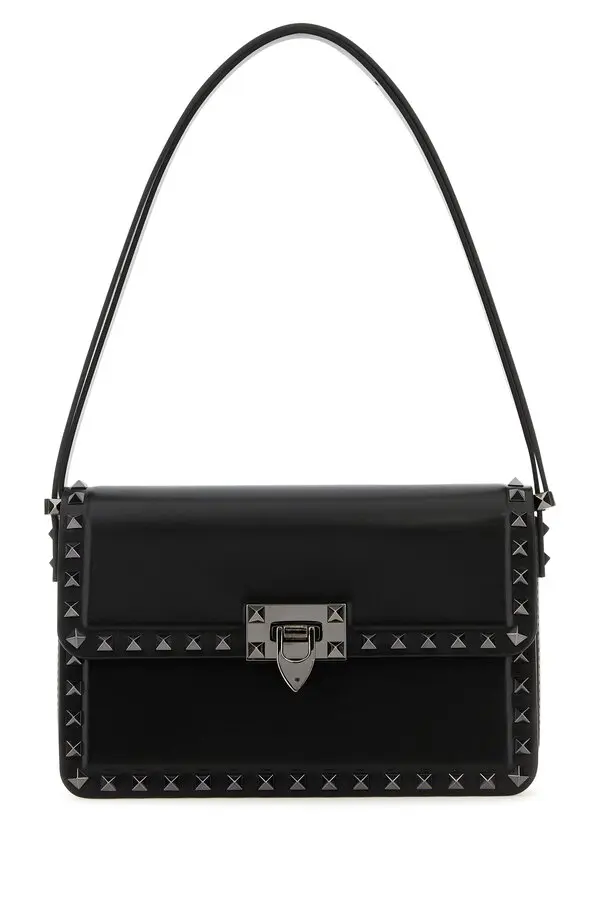 Valentino Garavani Black Leather Studded Shoulder Bag