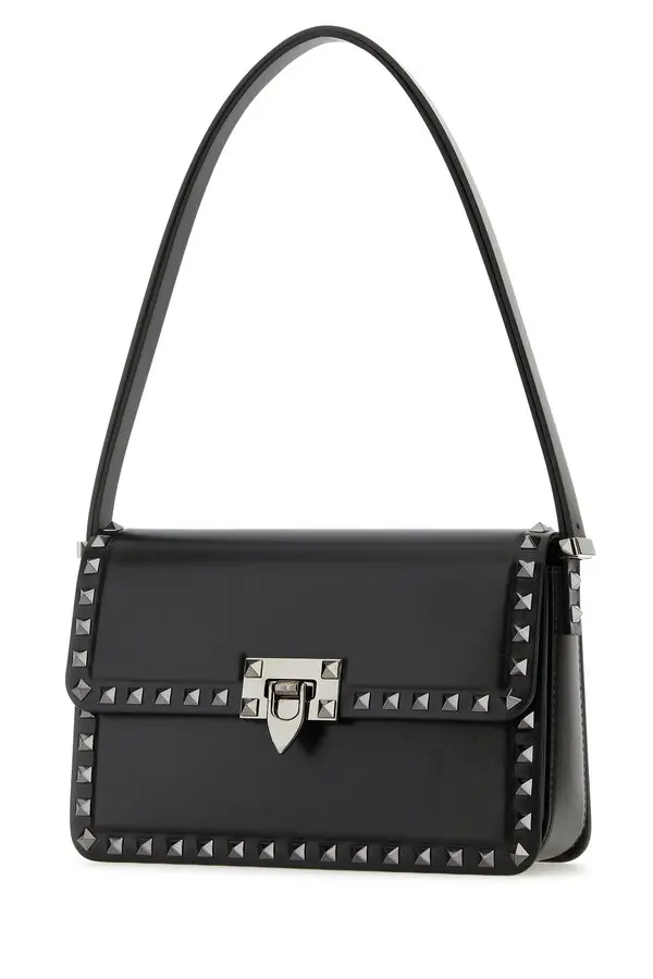 Valentino Garavani Black Leather Studded Shoulder Bag