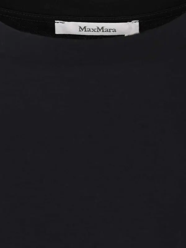 Max Mara Donata Crewneck Cotton T-shirt With Embroidered Logo - Blue