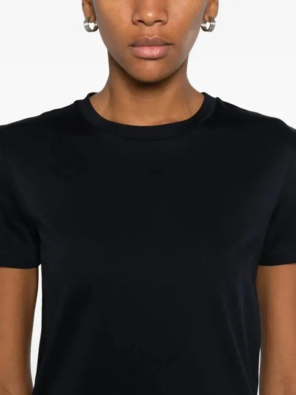 Max Mara Donata Crewneck Cotton T-shirt With Embroidered Logo - Blue