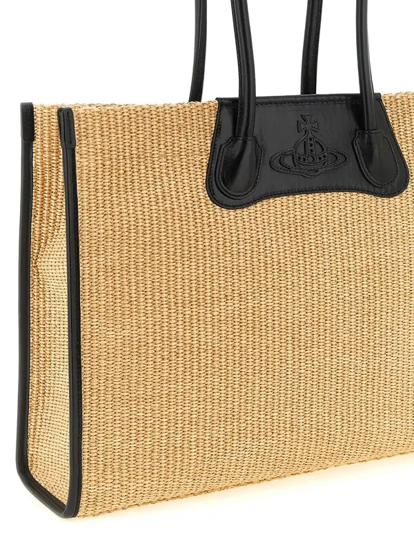 VIVIENNE WESTWOOD Troy" Shopping Bag In Braided Raffia