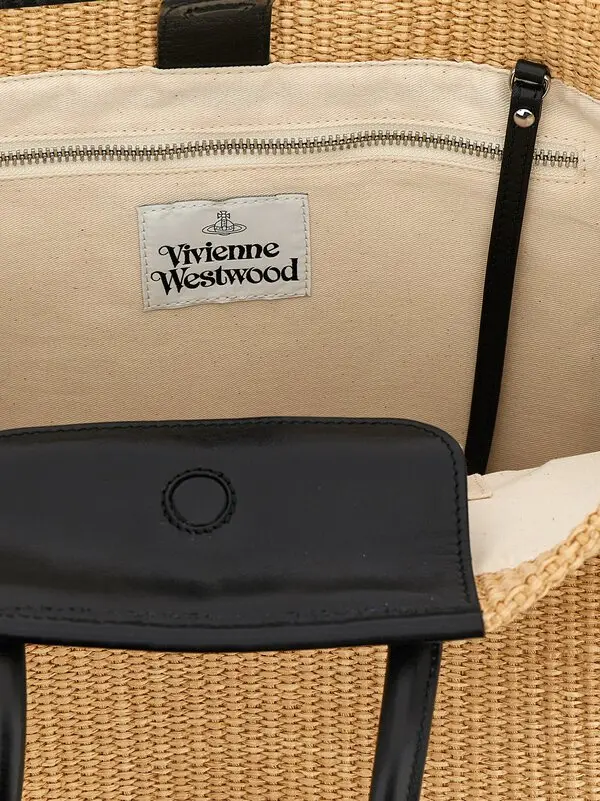 VIVIENNE WESTWOOD Troy" Shopping Bag In Braided Raffia