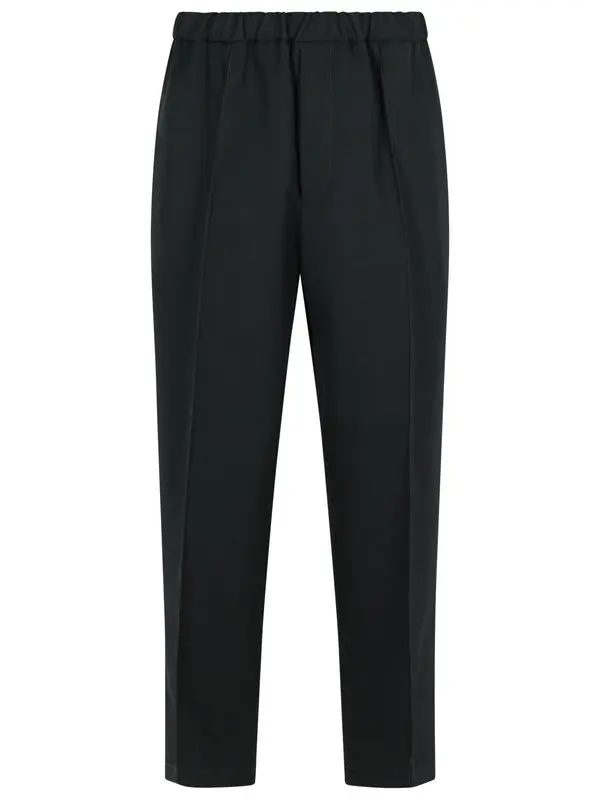 JIL SANDER Wide Leg Wool Trousers - Black